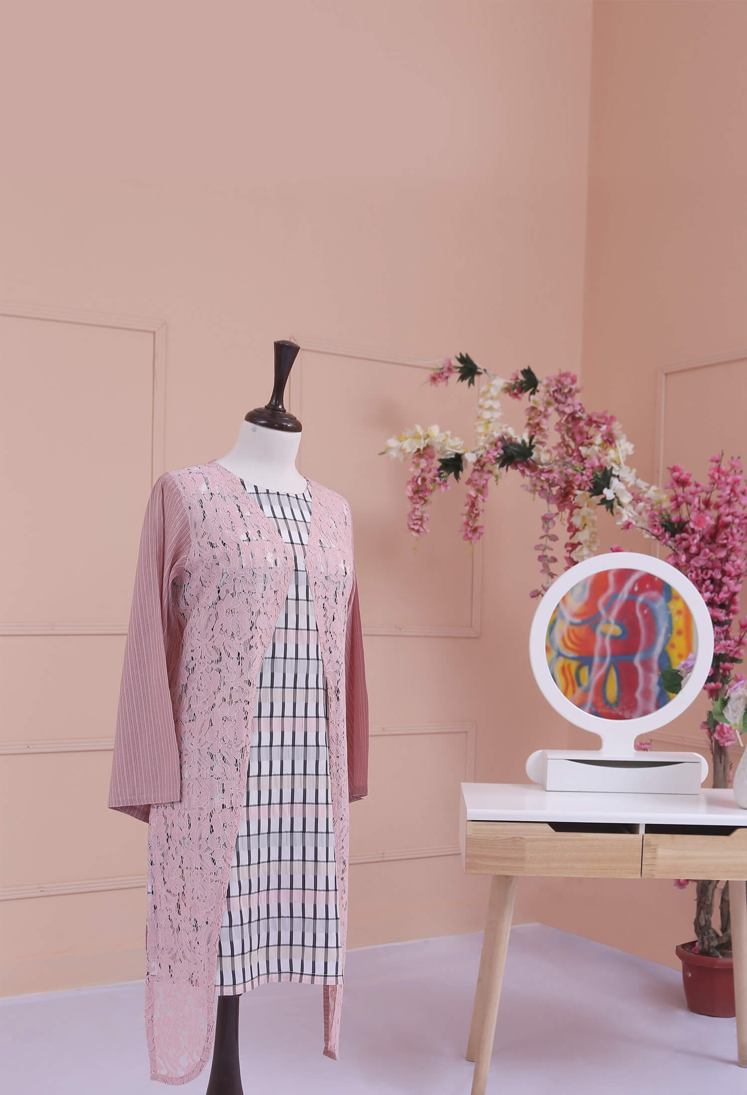 Multi Fabric Pink Kurta– Posh Notch | Saqib Azhar