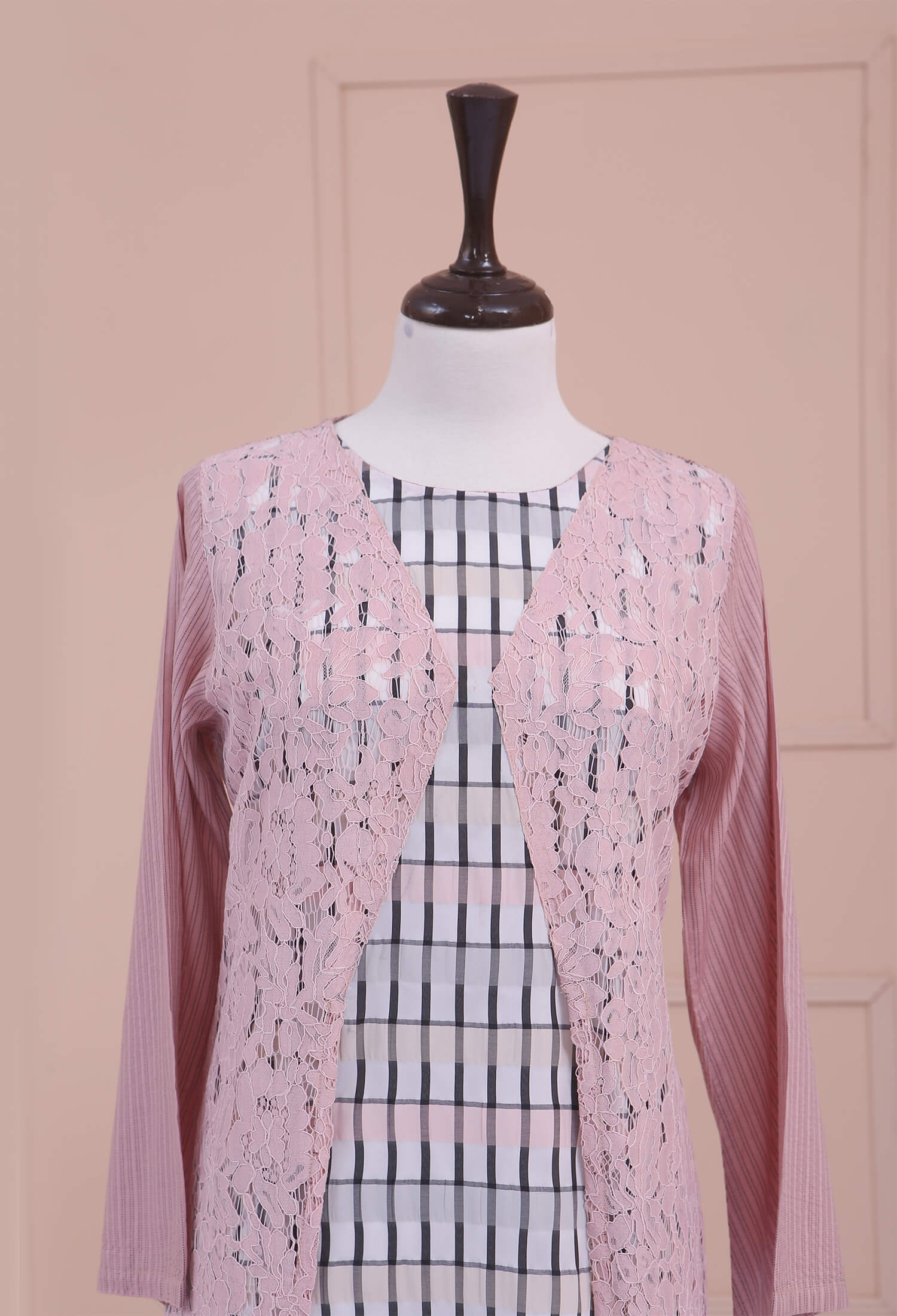 Multi Fabric Pink Kurta– Posh Notch | Saqib Azhar